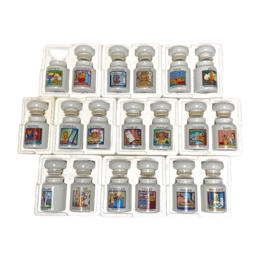 Danbury Mint Garfield Spice Jars Lot 1994 Paws Comic Ceramic ...