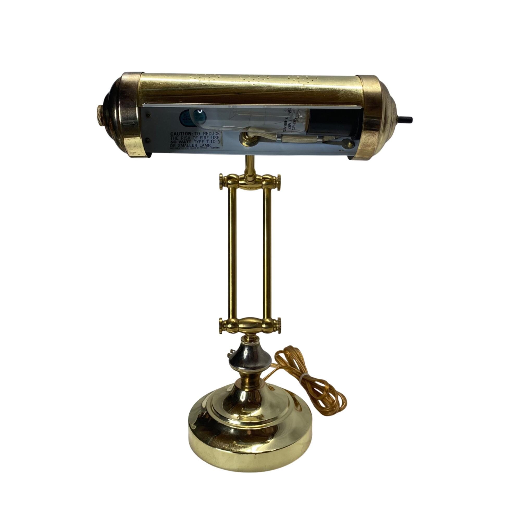 Vintage Brass Banker Desk Lamp Adjustable Polished Brass Library Light ...
