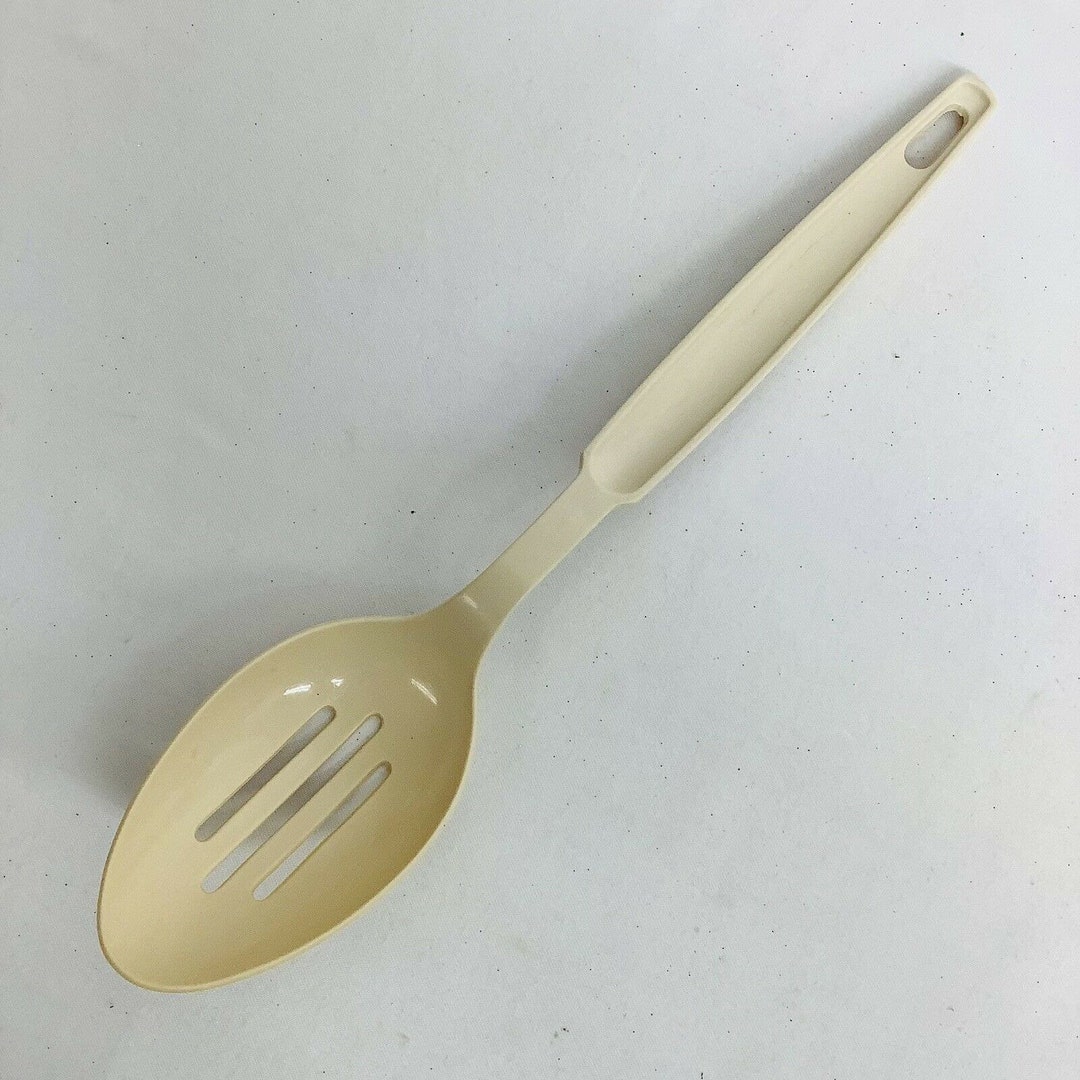 Ekco Slotted Serving Spoon White Plastic Nylon Kitchen Utensil Vintage ...