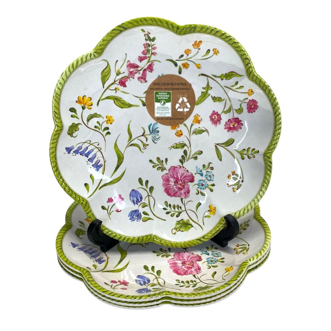 Shabby Chic Floral Easter Spring 9" Scalloped Salad Plates Set of 4 ...