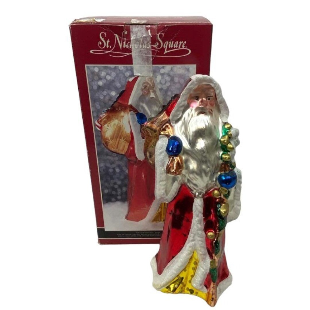 St. Nicholas Square 12" Blown Glass Santa Figurine Christmas Table ...