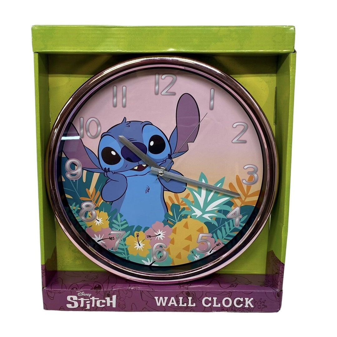 Disney Stitch Hit the Waves 12 Wall Clock Analog Display Lilo & Stitch ...