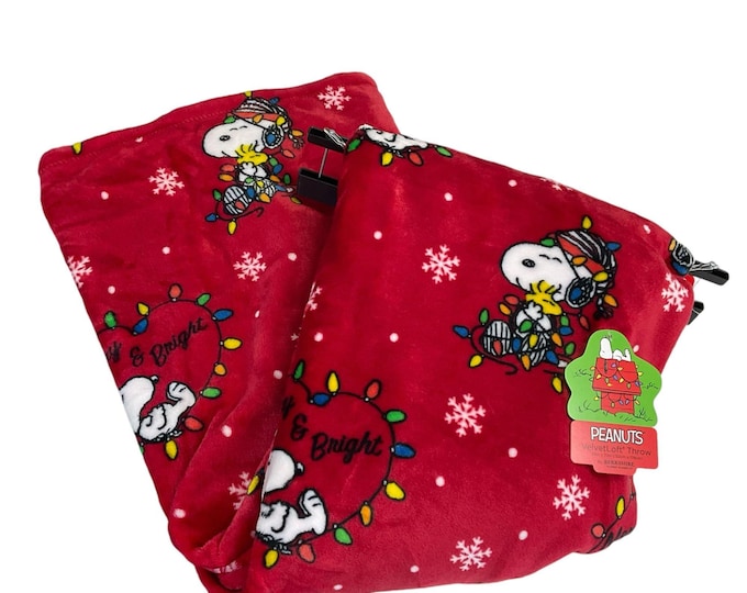 Peanuts Snoopy Woodstock Christmas Lights Throw Blanket Red 60x70 ...