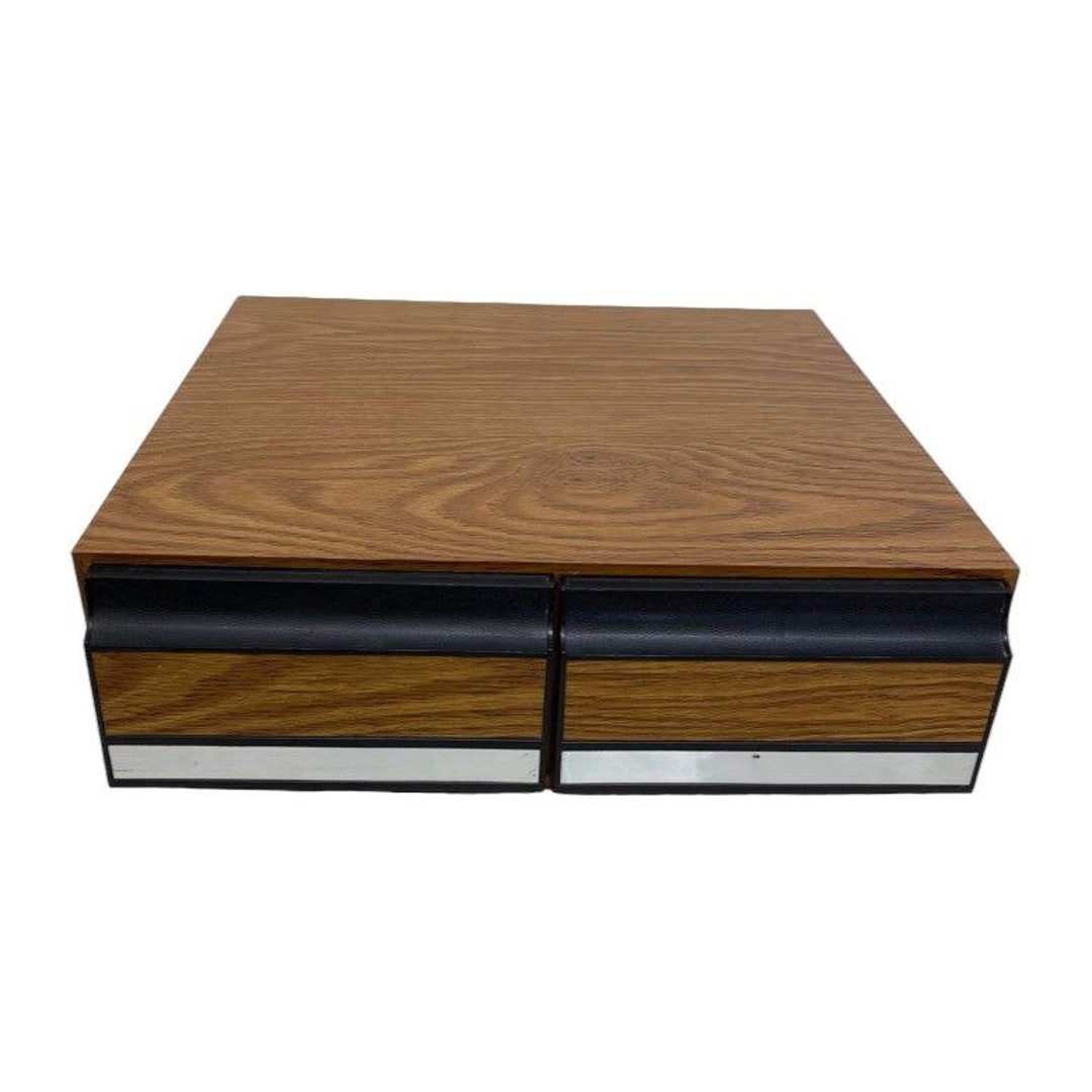 Woodgrain Cassette VHS Tape Cabinet Holder Storage Organizer 2 Drawers ...