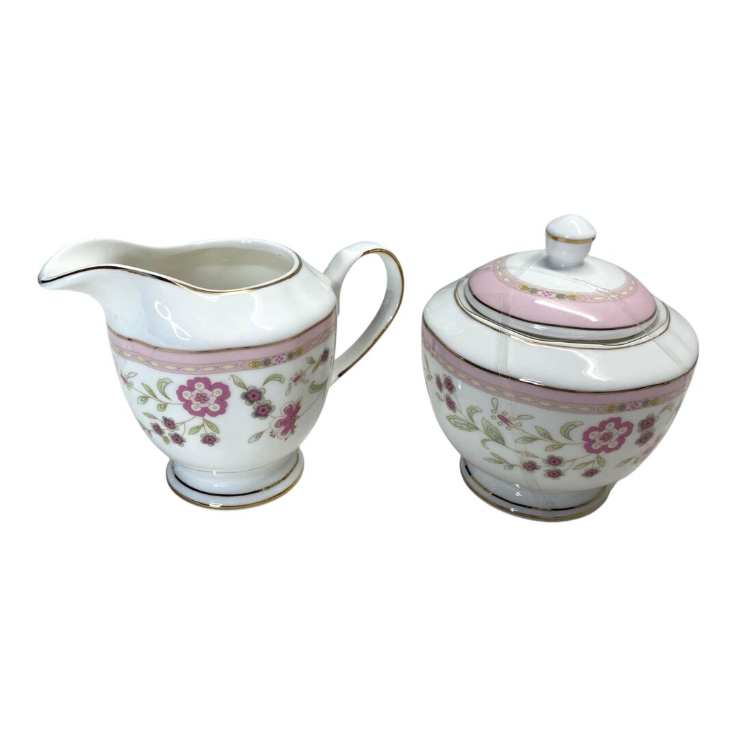 Grace Teaware Floral Spring Pastel Sugar Bowl & Creamer Set Porcelain ...
