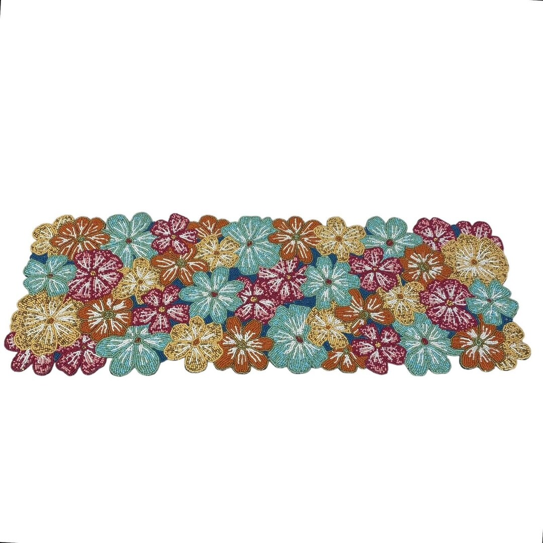 Beaded Centerpiece Table Runner Made in India Floral Multi Colors - Etsy