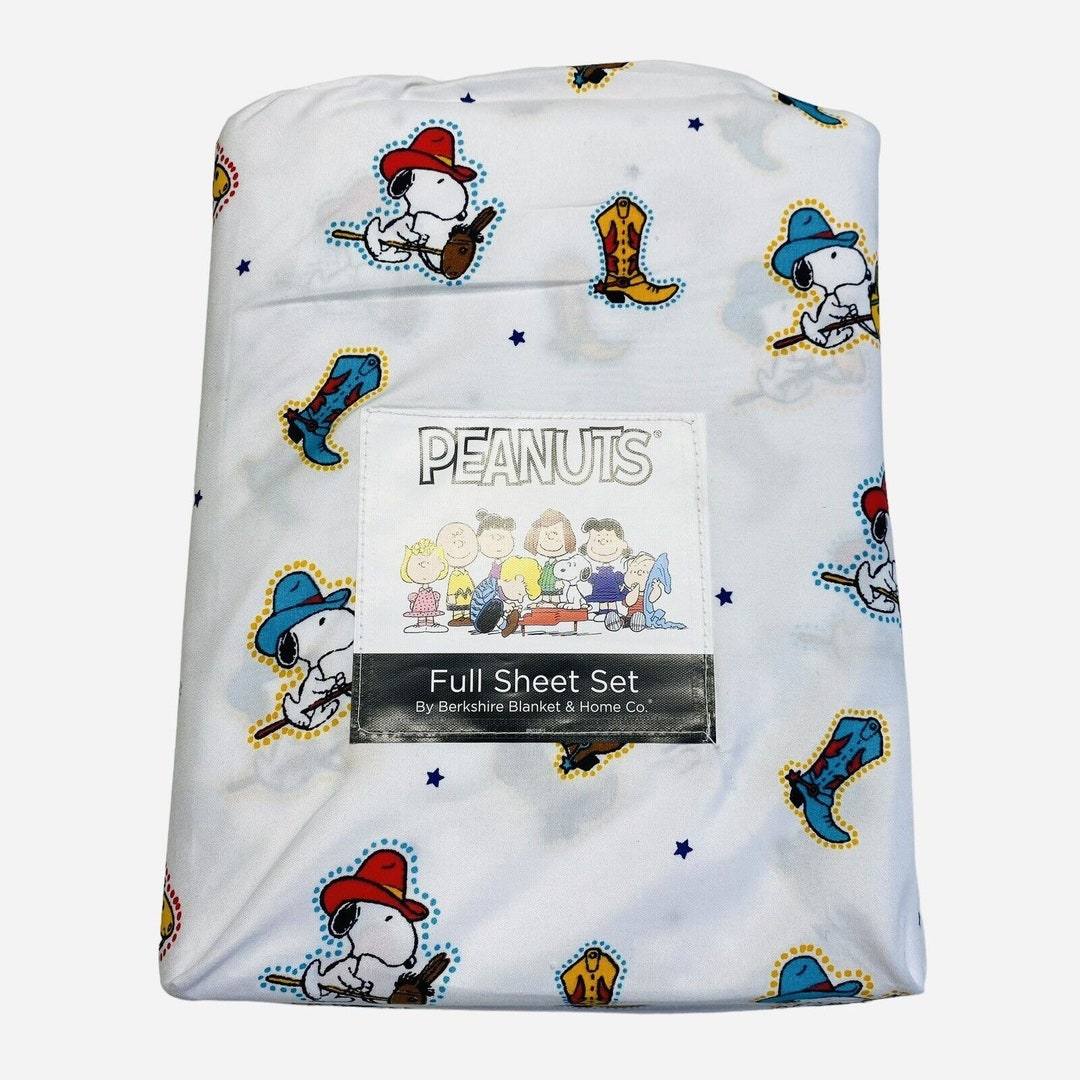 PEANUTS Snoopy Cowboy Western Rodeo 3pc Full Bedsheet Set Kids Room ...