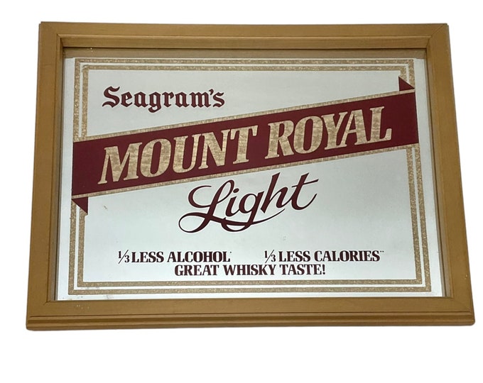 Seagram's Mount Royal Whisky Light Wood Framed Mirror Bar Man Cave ...
