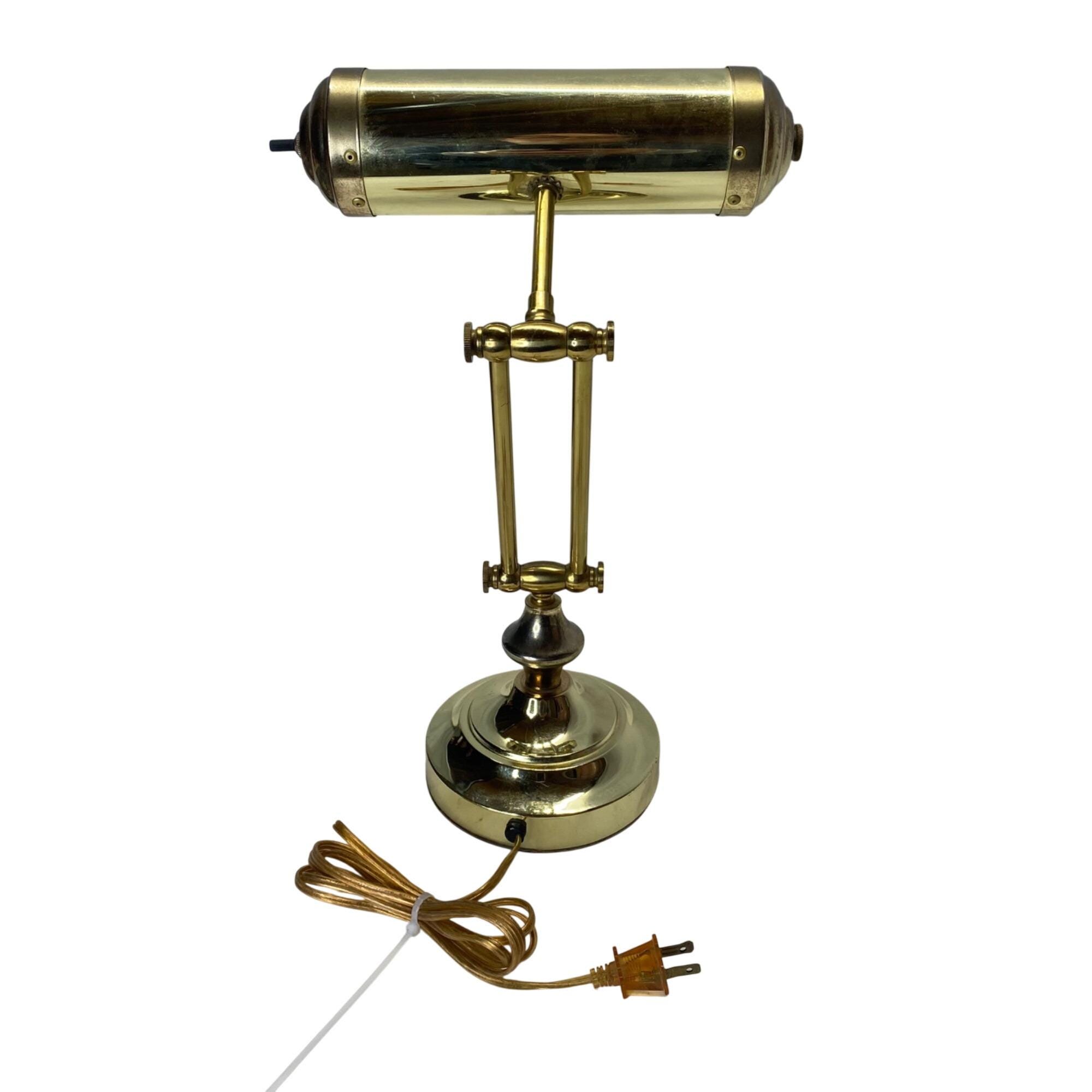 Vintage Brass Banker Desk Lamp Adjustable Polished Brass Library Light ...