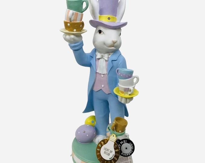 Teacup Juggling Mad Hatter Easter Bunny 18” Pastels Lights up Spring ...