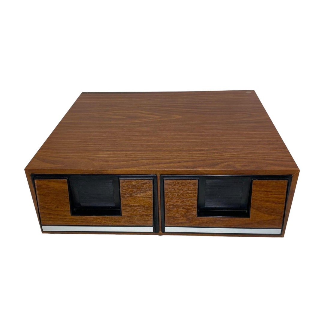 Woodgrain VHS Tape Cabinet Holder Storage Organizer 2 Drawers Holds 24 ...