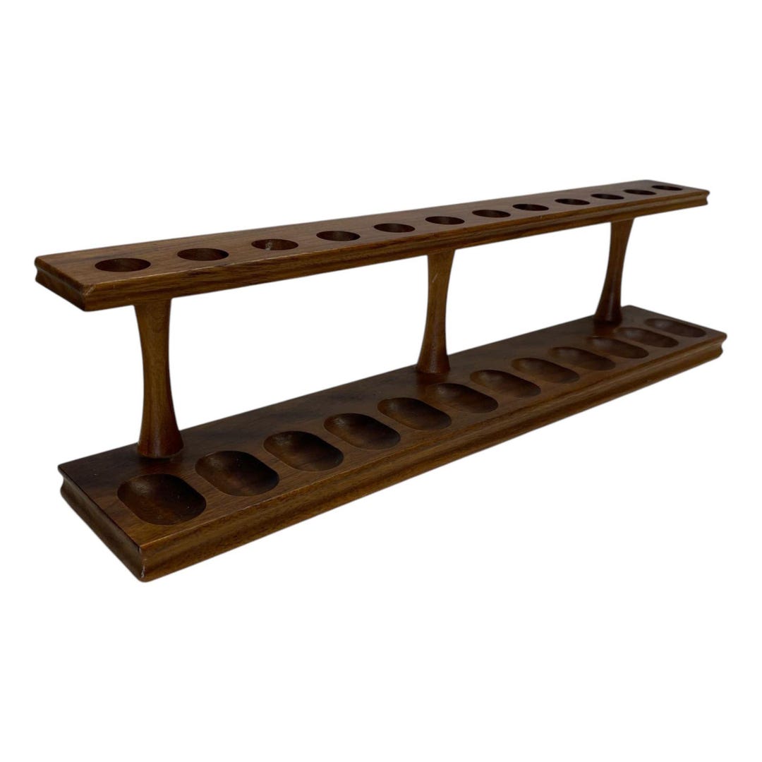 Wood Tobacco Cigar Pipe Holder Rack Stand Display 12 Slots Tabletop MCM ...