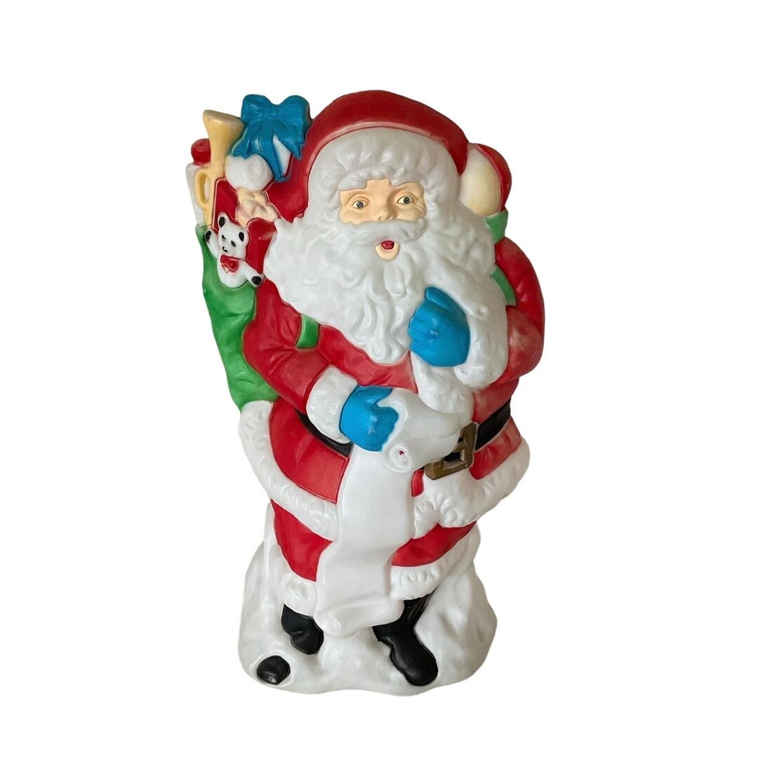 Santa's Best Lighted 42" Santa Claus Blow Mold Toy Bag Christmas Indoor ...