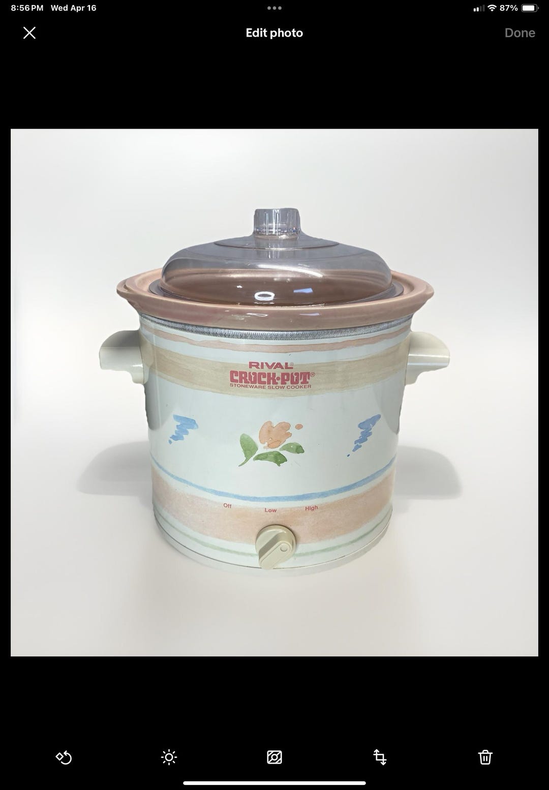 Rival Crock Pot Stoneware Slow Cooker 3.5 Qt With Lid Floral Pastel ...