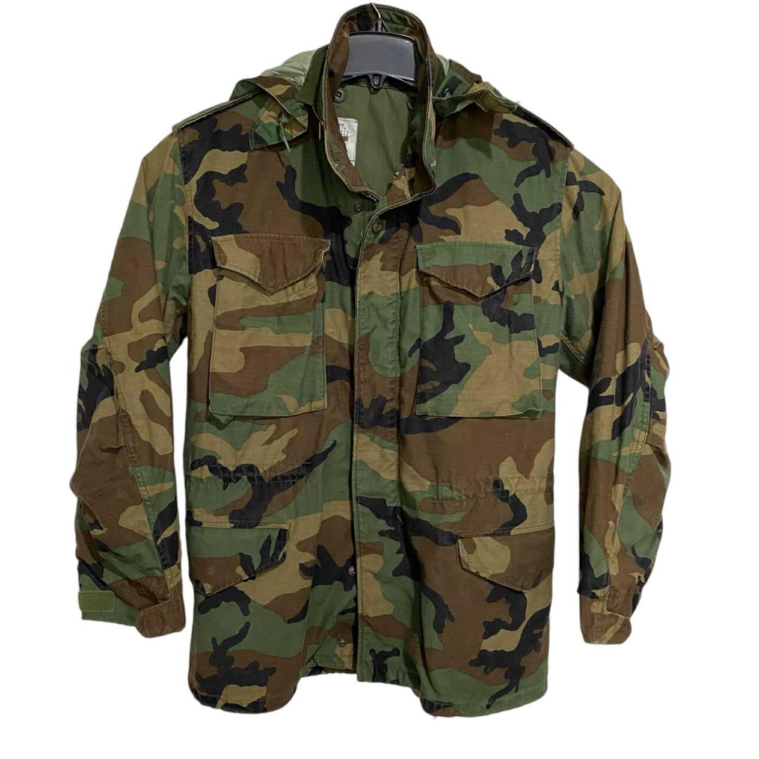 US Army M-1965 M65 Size S Military Camouflage Field Jacket Hooded Coat ...