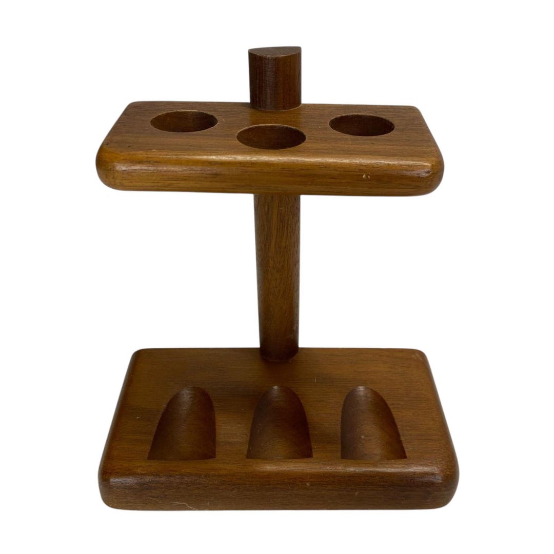 Walnut Wood Tobacco Cigar Pipe Holder Rack Stand Display 3 Slots ...