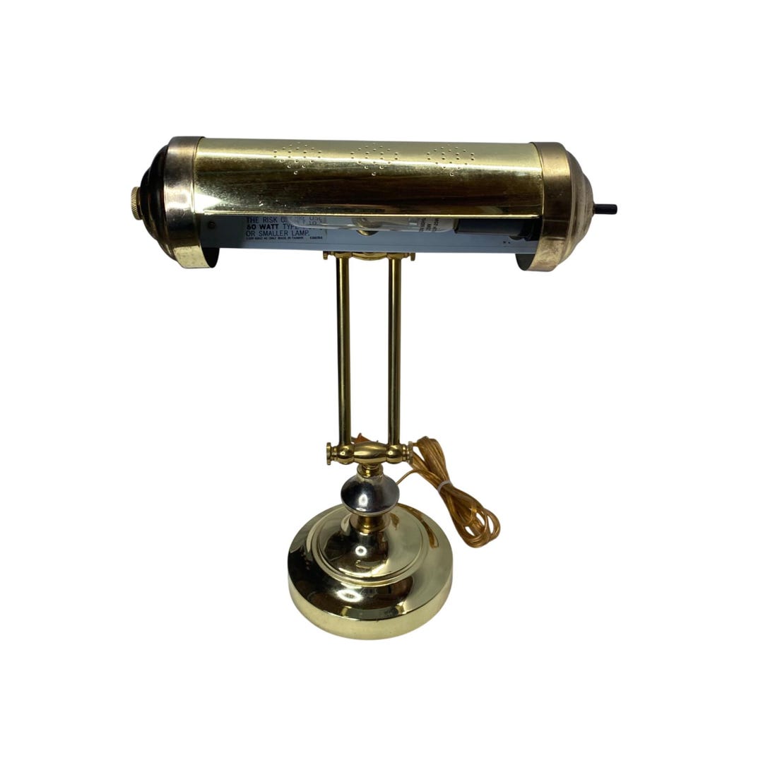Vintage Brass Banker Desk Lamp Adjustable Polished Brass Library Light ...