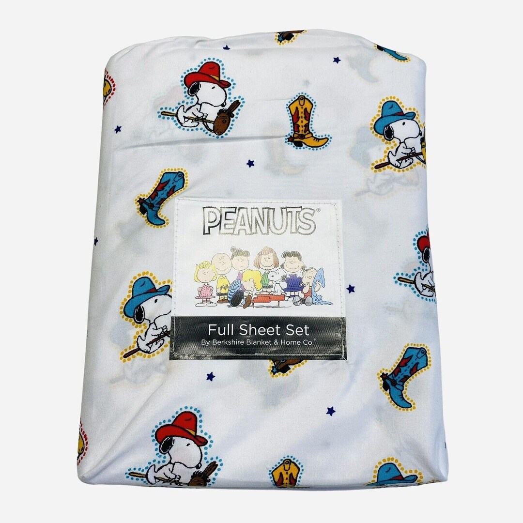 PEANUTS Snoopy Cowboy Western Rodeo 3pc Full Bedsheet Set Kids Room ...