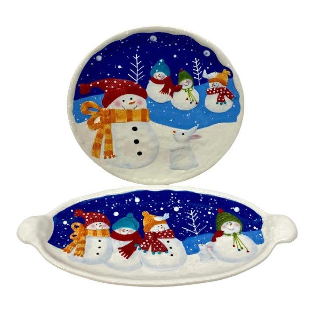 St. Nicholas Square Snow Days Dinner Plate & Oval Platter Christmas ...
