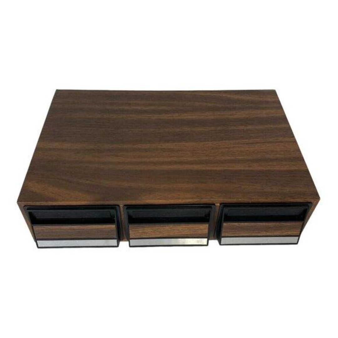Woodgrain Cassette Tape Case Cabinet Holder Media Storage Case 3 Drawer ...