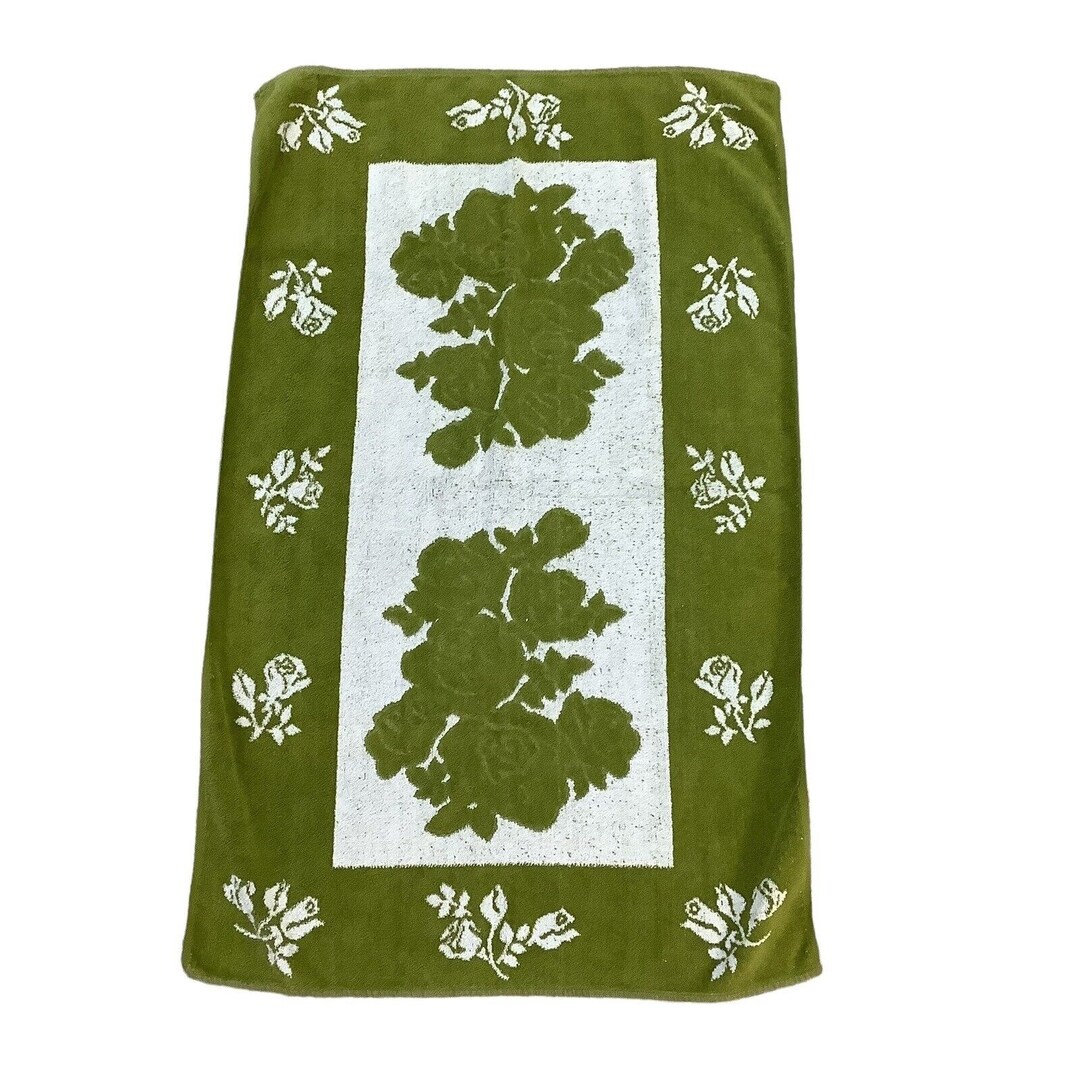 MCM Cannon Mills Monticello Green White Color Sculptured Bath Towel - Etsy