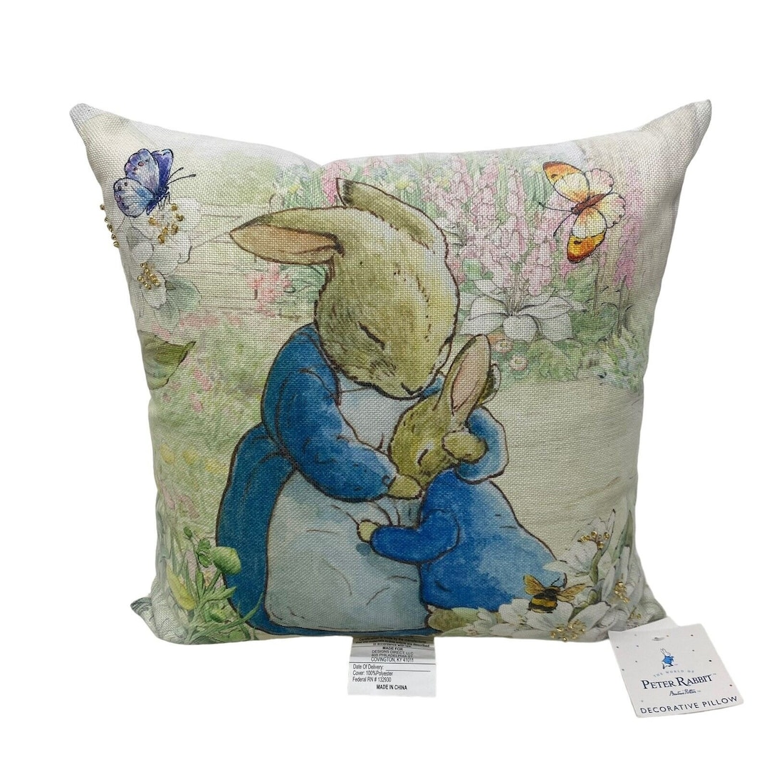 Beatrix Potter Peter Rabbit 18 Inch Square Floral Pillow Spring Easter ...