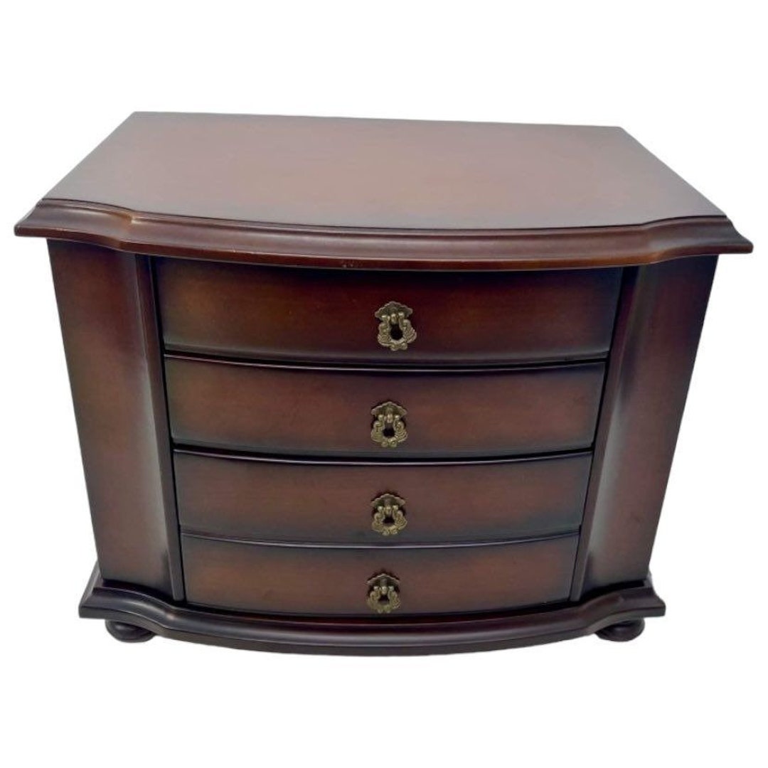 Bombay Company Wooden Jewelry Box Chest Organizer Drawers Top Lid ...