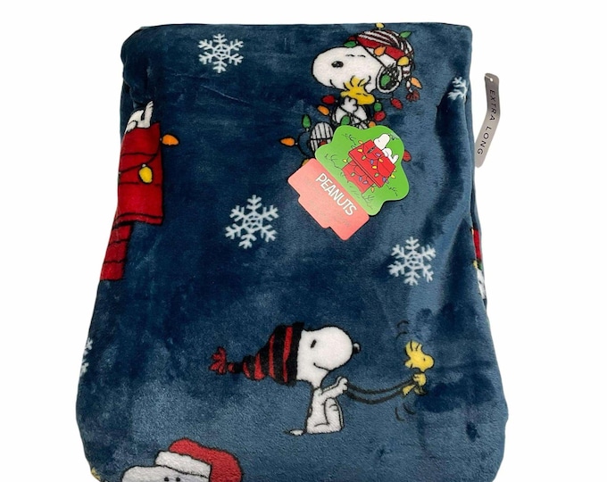 Peanuts Snoopy Woodstock Christmas Lights Throw Blanket Blue 60x70 ...