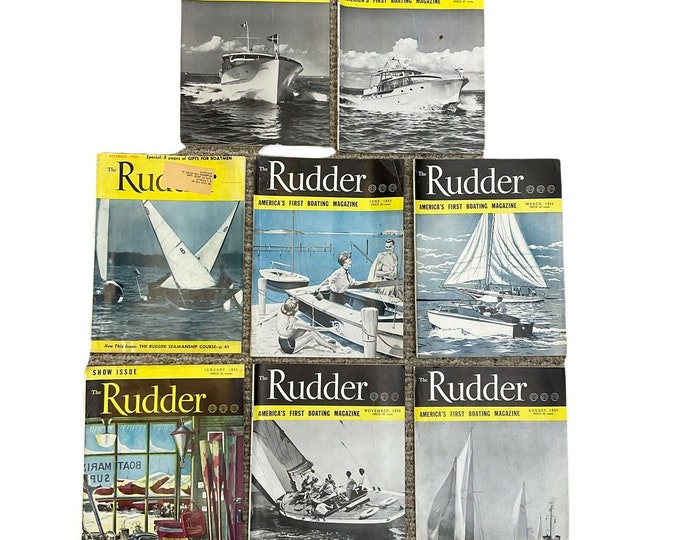 8 Issues 1955 the Rudder Magazine for Yachtsman Vintage Boats Sailing ...