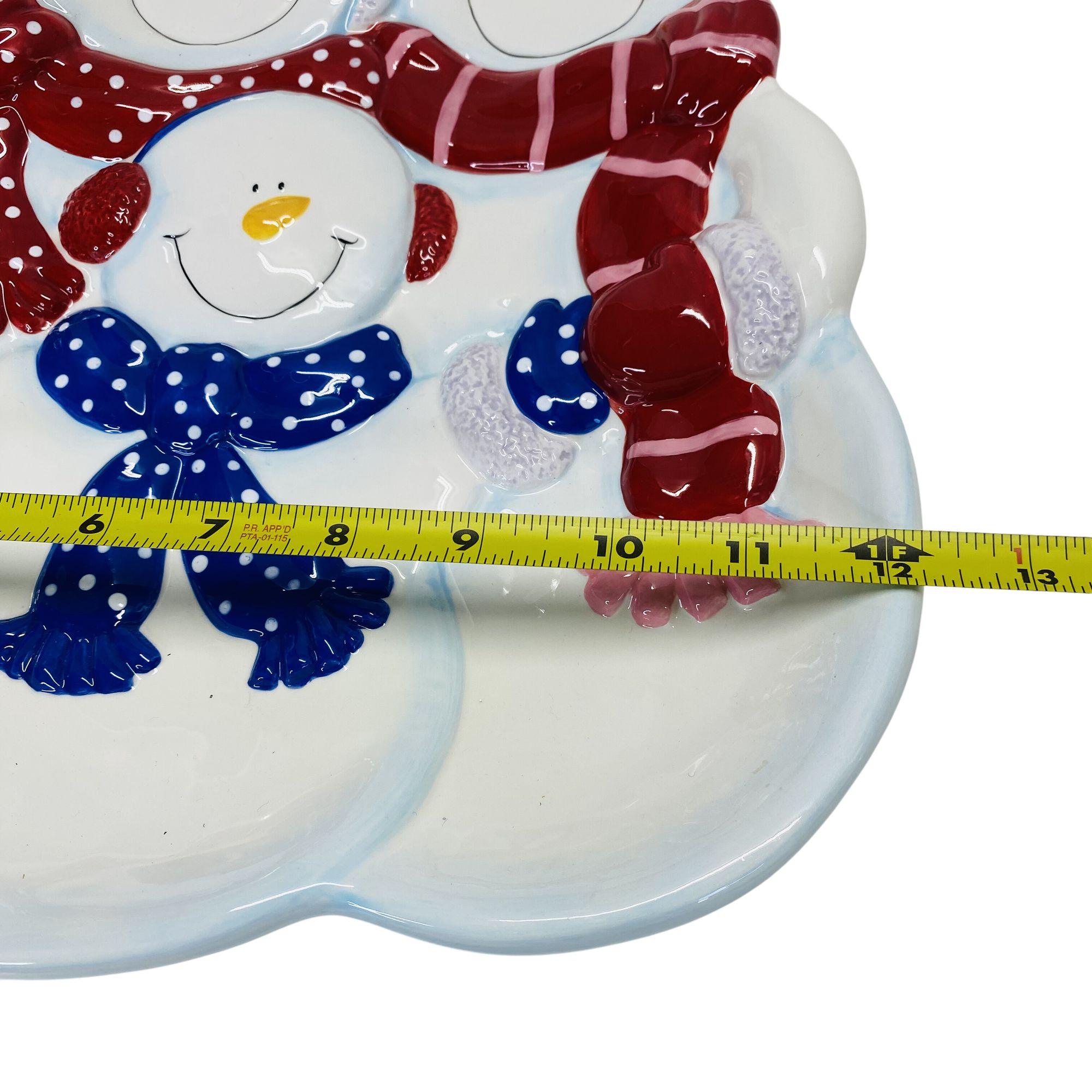 Ceramic Snowman Family Serving Platter Holiday Winter Decorative ...