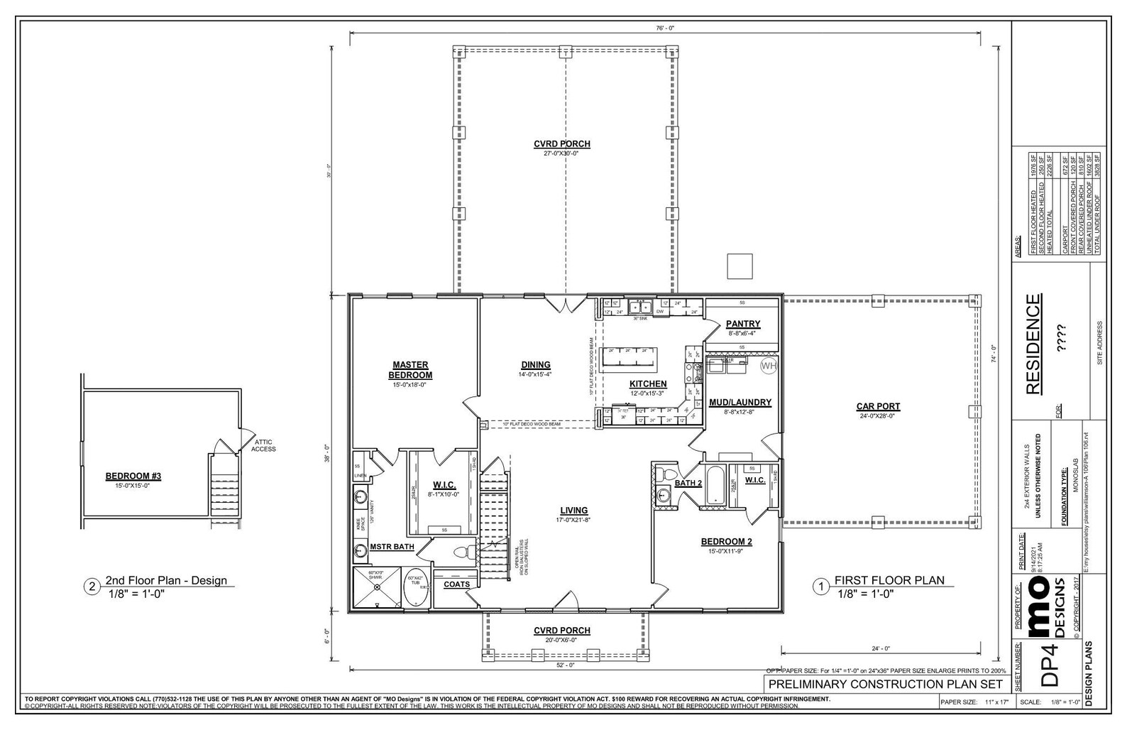 Plan #106 - 3 BD/2 B, 2,226 Htd. Square Feet Construction Plan Set - Etsy