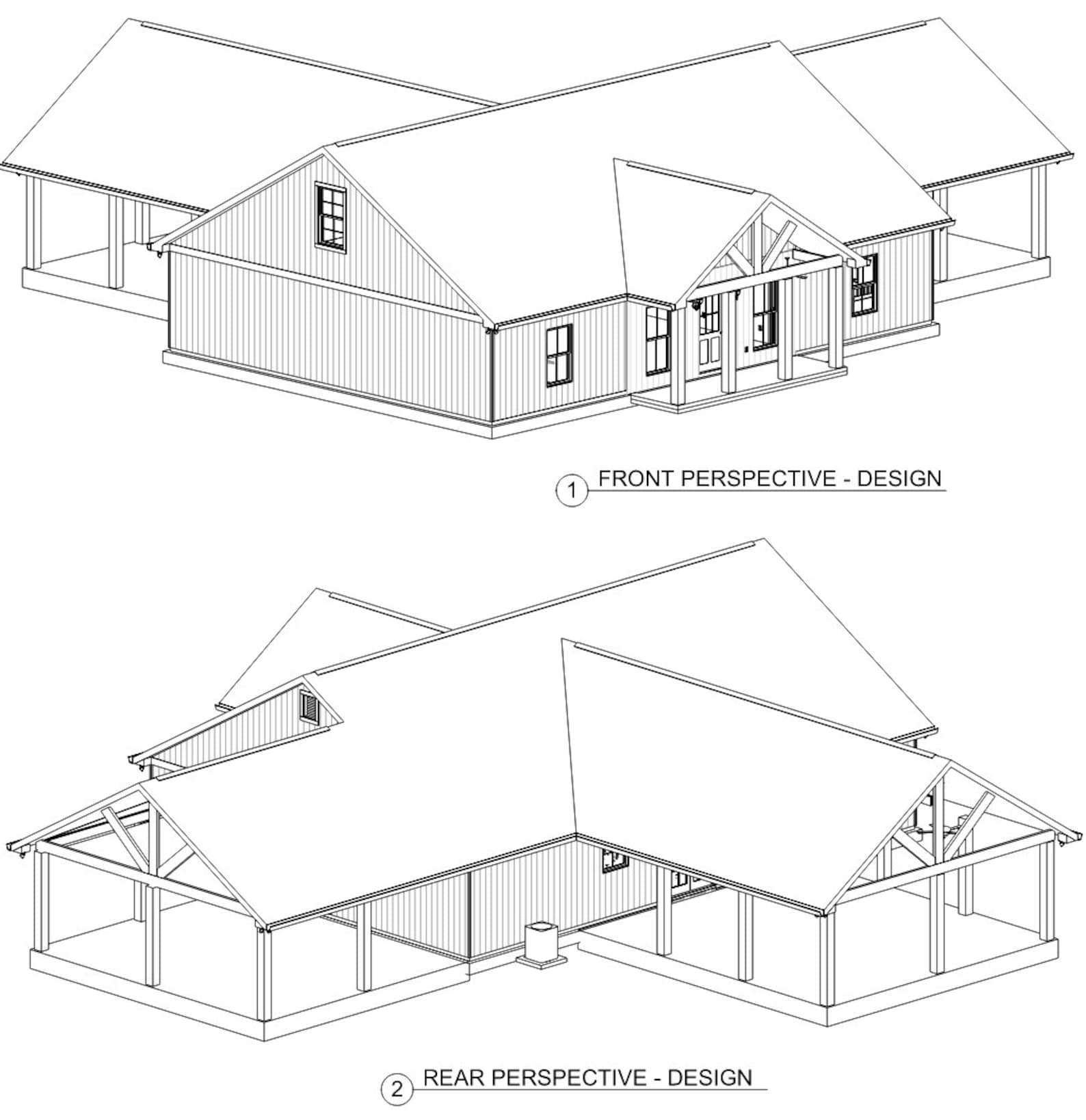 Plan #106 D - 3 BD/2 B, 2,226 Htd. Square Feet Construction Plan Set - Etsy
