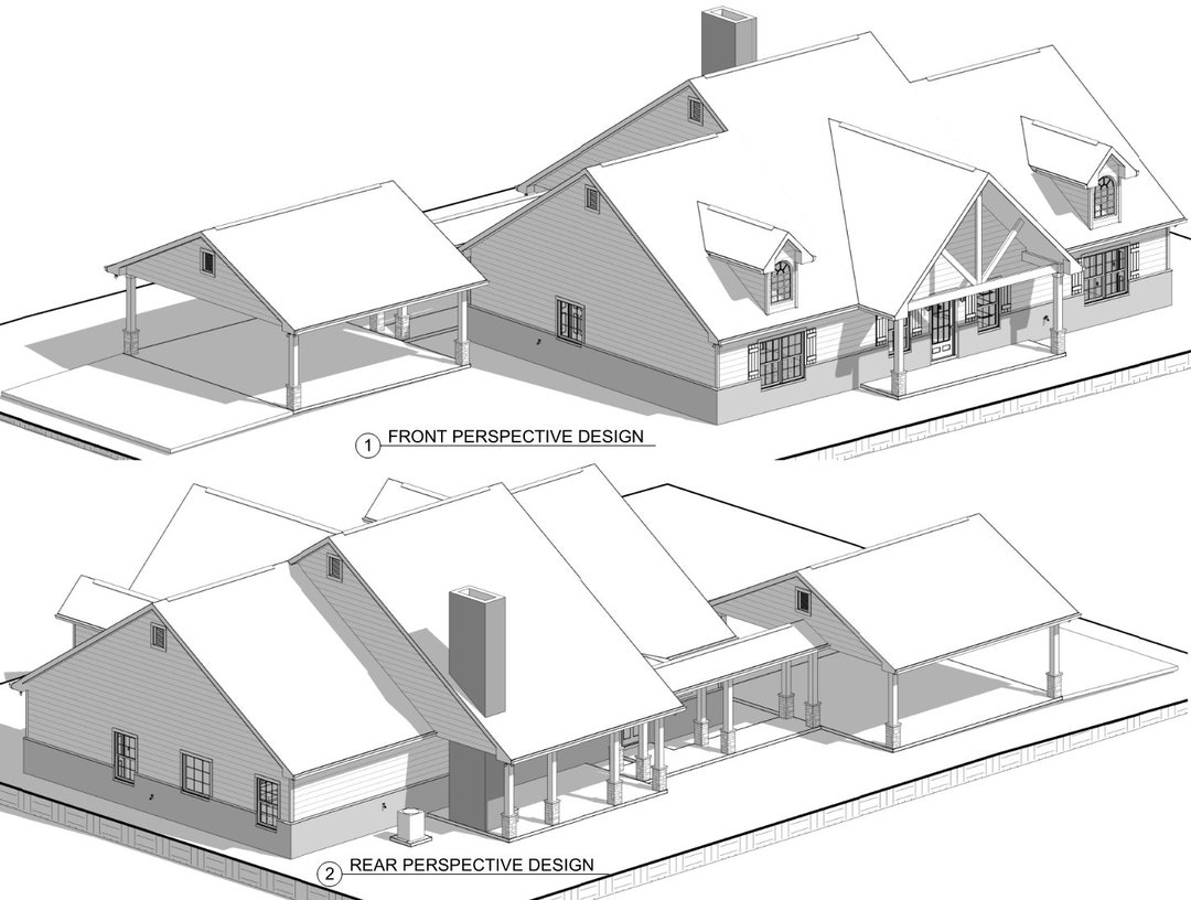 Plan #122 - 4 BD/2 B, 2,318 Htd. Square Feet Construction Plan Set - Etsy
