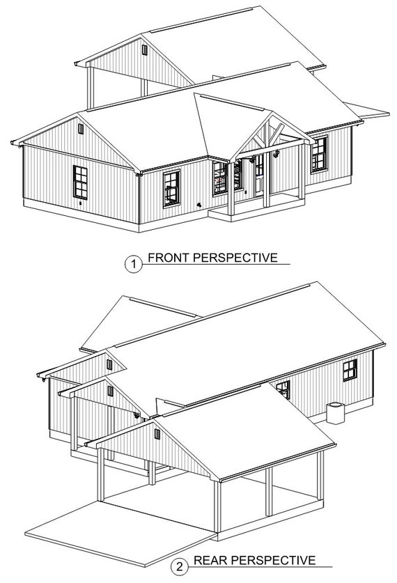 Plan 111 2 BD/2 B 1148 Htd. Square Feet Farm House W/ - Etsy