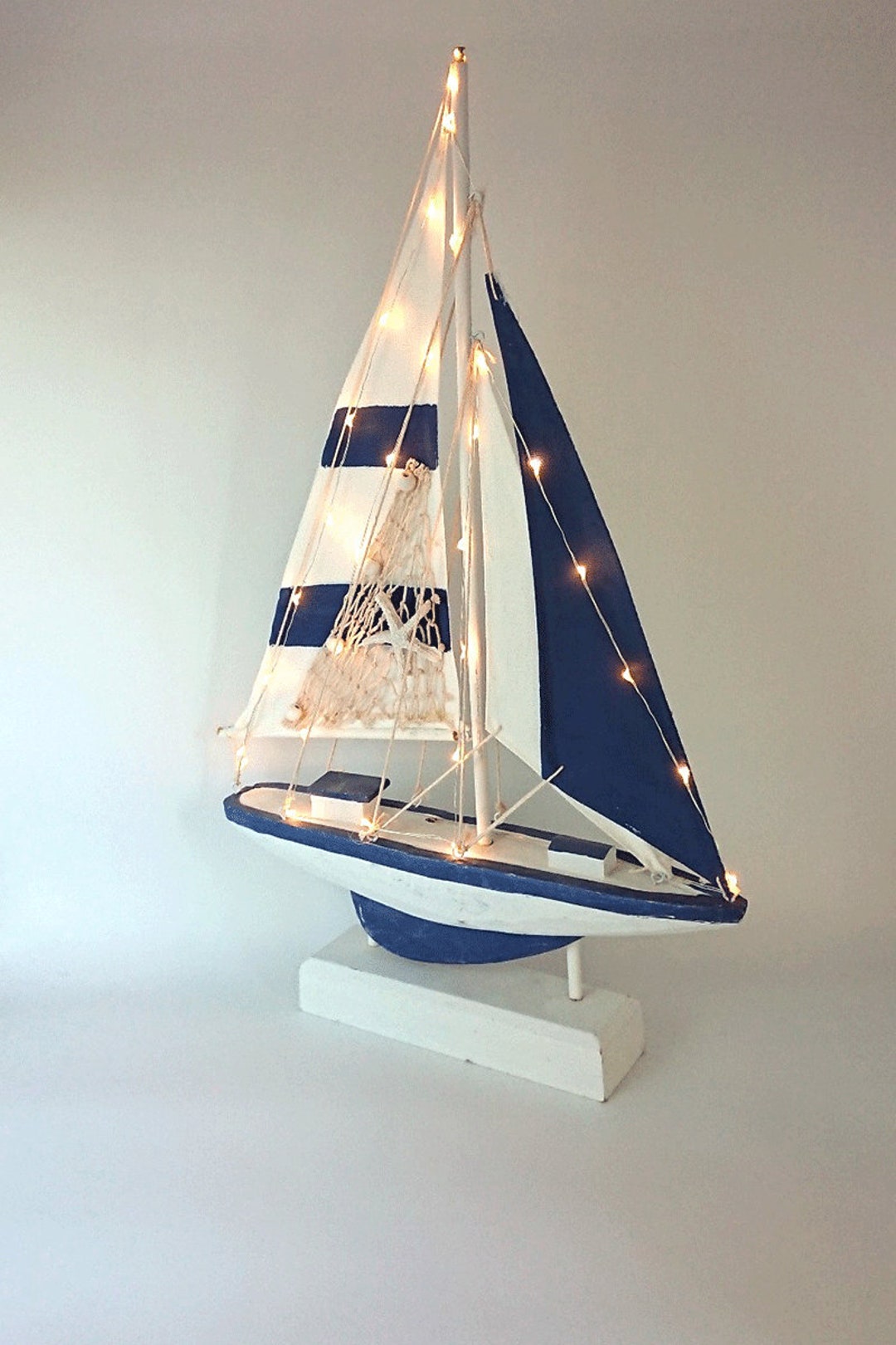 Segelboot Marine blau weiß mit LED und integriertem 6h Timer - Etsy.de