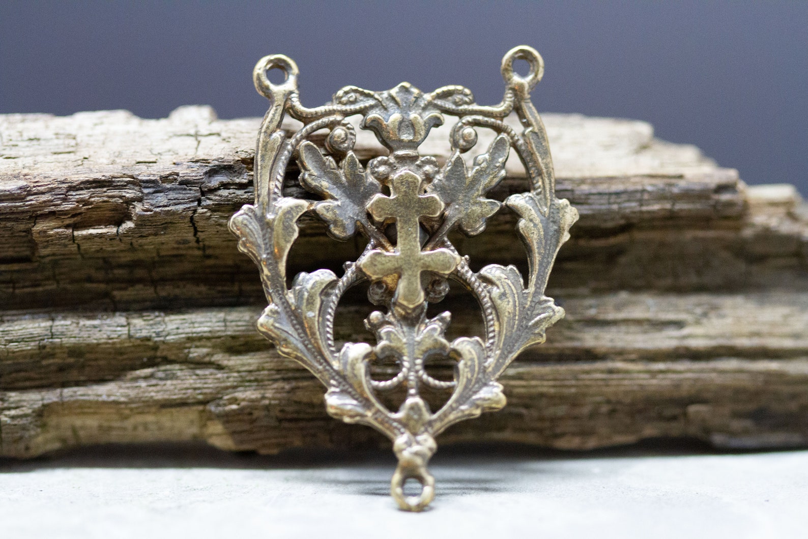 French Cross of Lorraine Antique Bronze Replica Rosary Center - Etsy