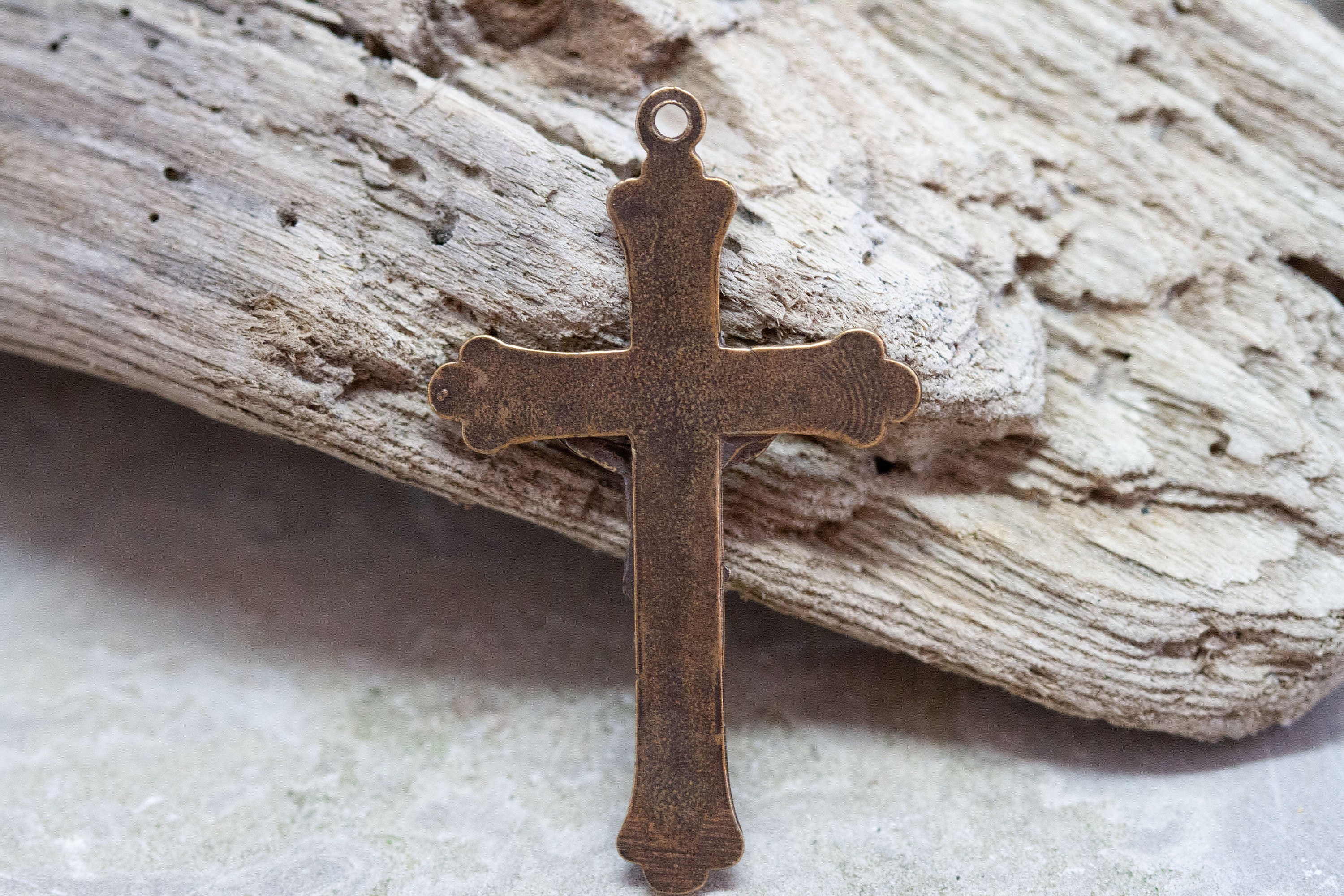 Sacred Heart Scroll Bronze Crucifix - Etsy