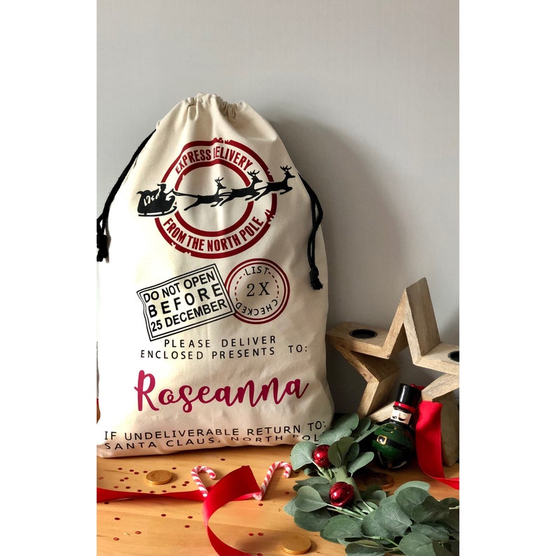 Personalised Christmas Sack : Extra Large Santa Sack/ Stocking - Etsy UK