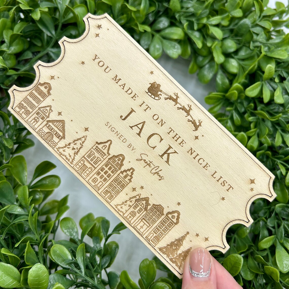 Personalised Christmas Nice List Wooden Ticket: Christmas Eve Box ...
