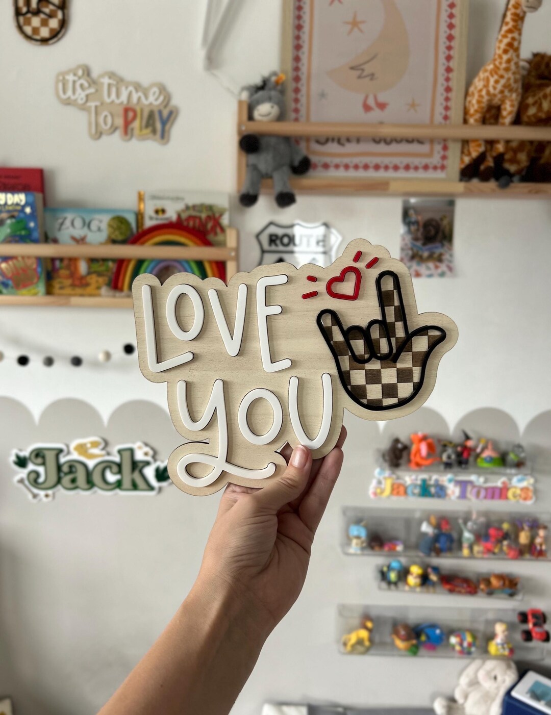 Wooden Playroom Love You Sign Language Sign - ASL, BSL Children’s ...