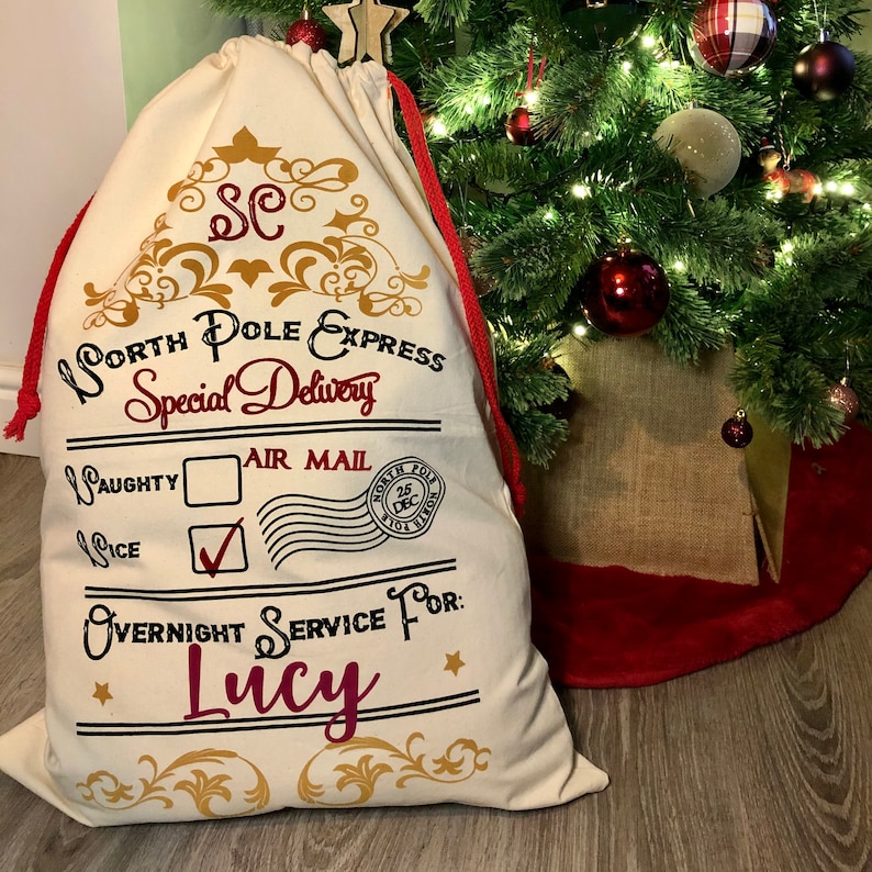 Personalised Christmas Sack : Extra Large Santa Sack/ Stocking - Etsy UK
