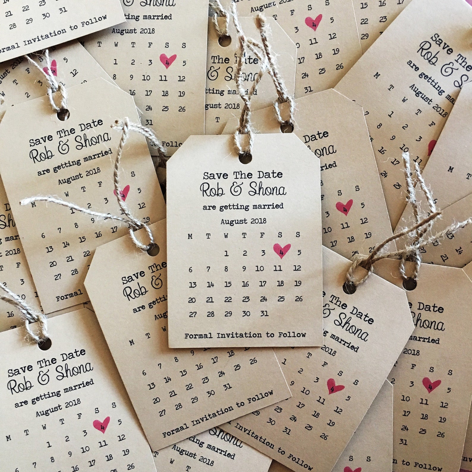 Magnetic Tags | Save the Date Calendar With Twine - Etsy