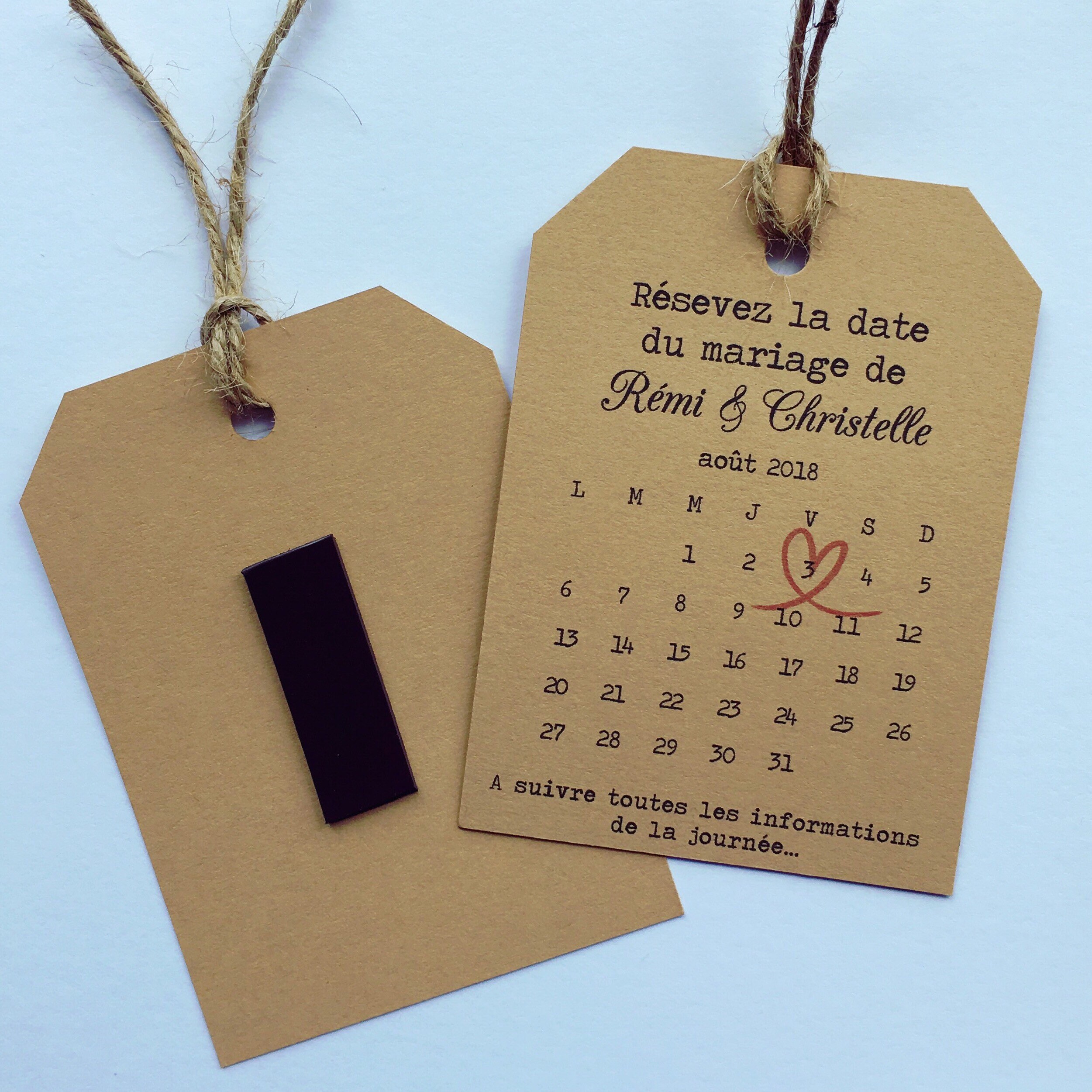 Magnetic Tags | Save the Date Calendar With Twine - Etsy
