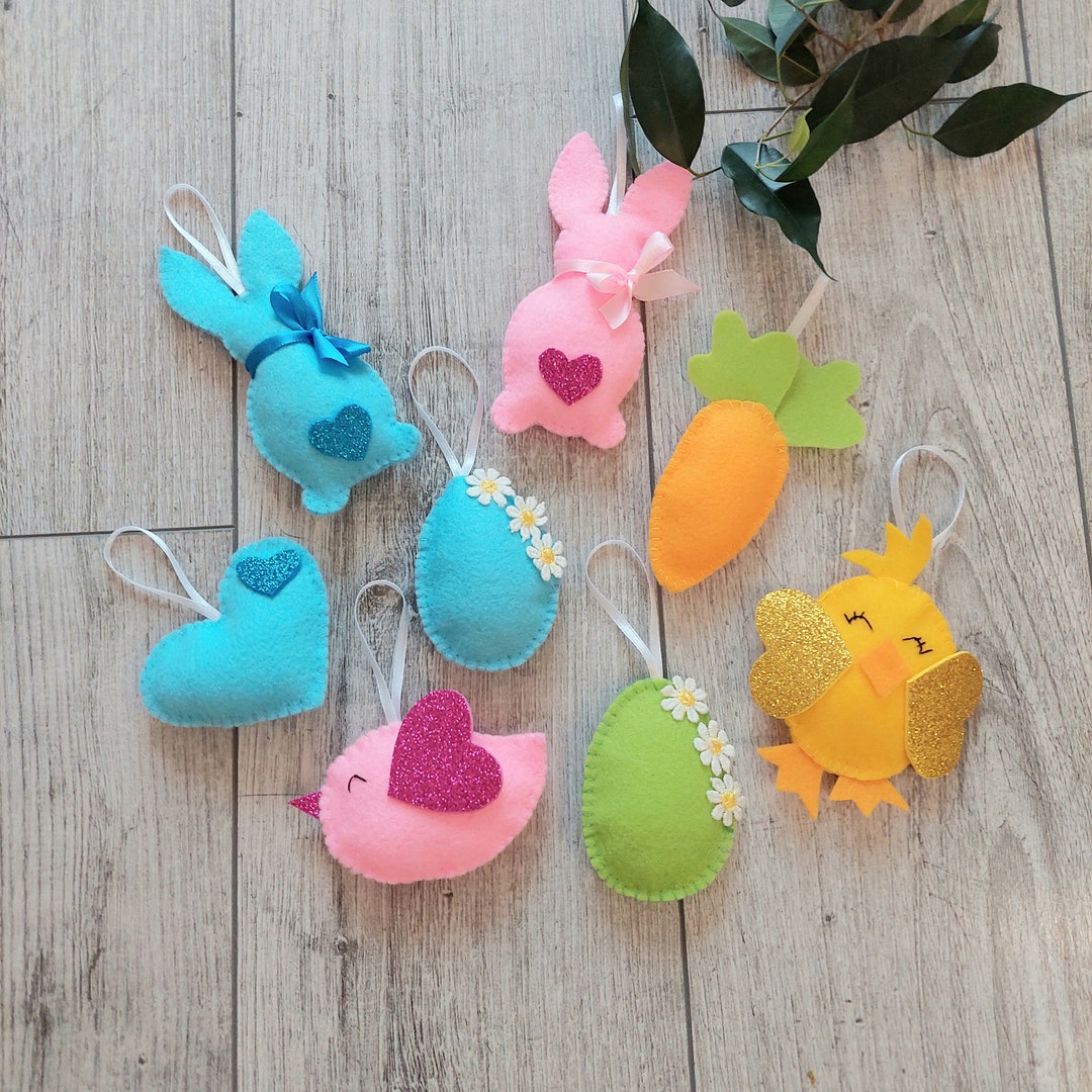 Easter Decorations Felt Easter Tree Ornaments Handmade Set of 8 - Etsy