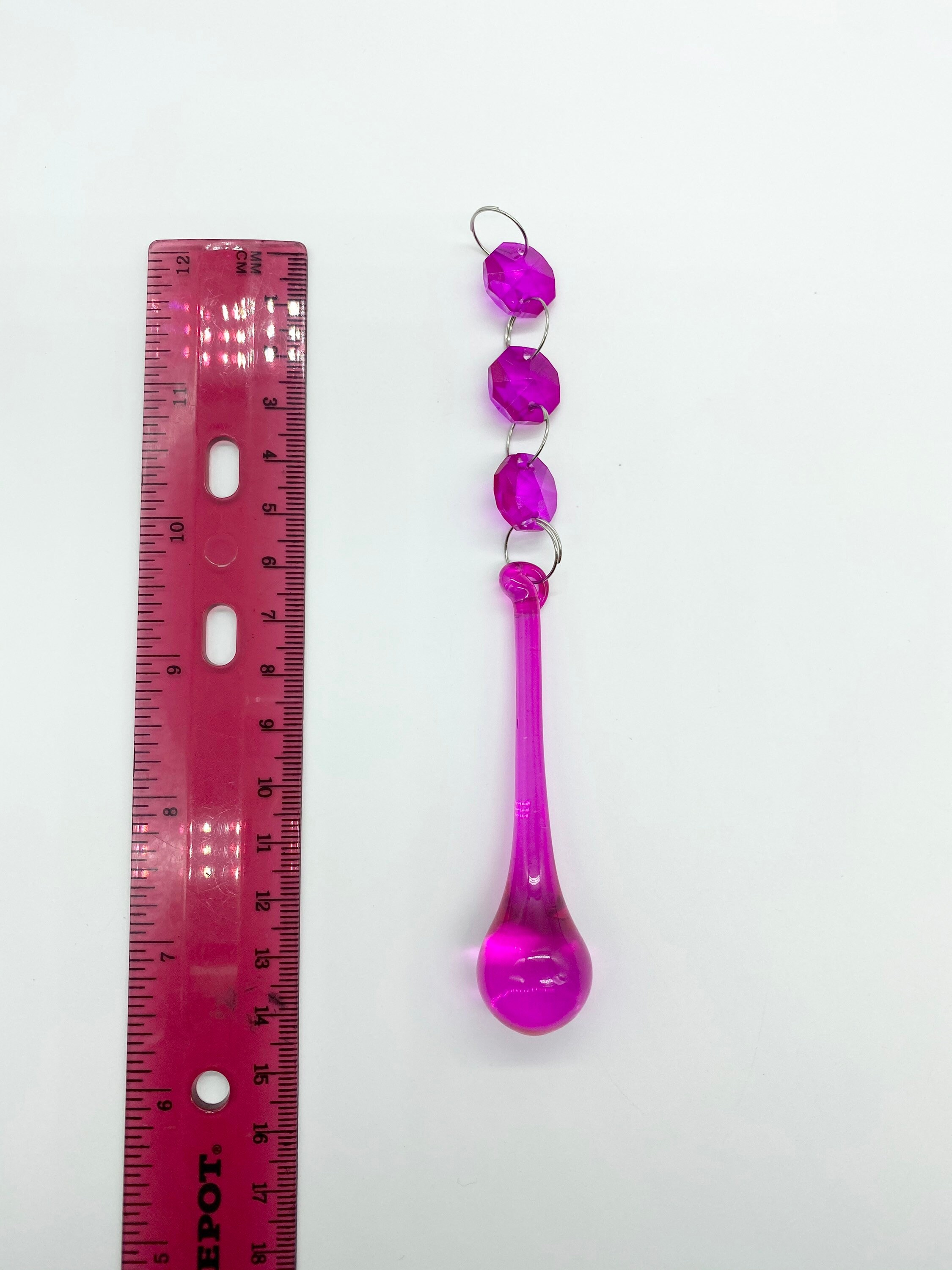 Set of 2 80mm Hot Pink Raindrop With Hot Pink Triple Beads - Etsy