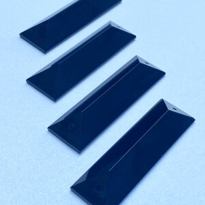 SET of 4 BLACK Rectangle Chandelier Crystals 22mm X 76mm BLACK Colonial ...