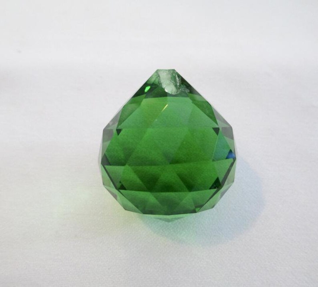 1 GREEN 30mm Crystal Balls 30mm GREEN Faceted Chandelier Crystal Prism ...
