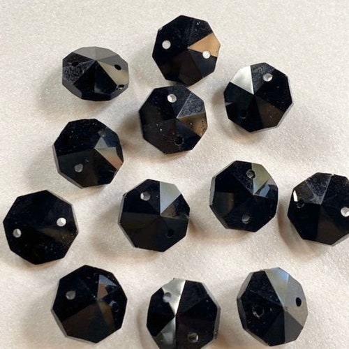Set of 12 BLACK 14mm Octagon Chandelier Crystal Beads 2 - Etsy