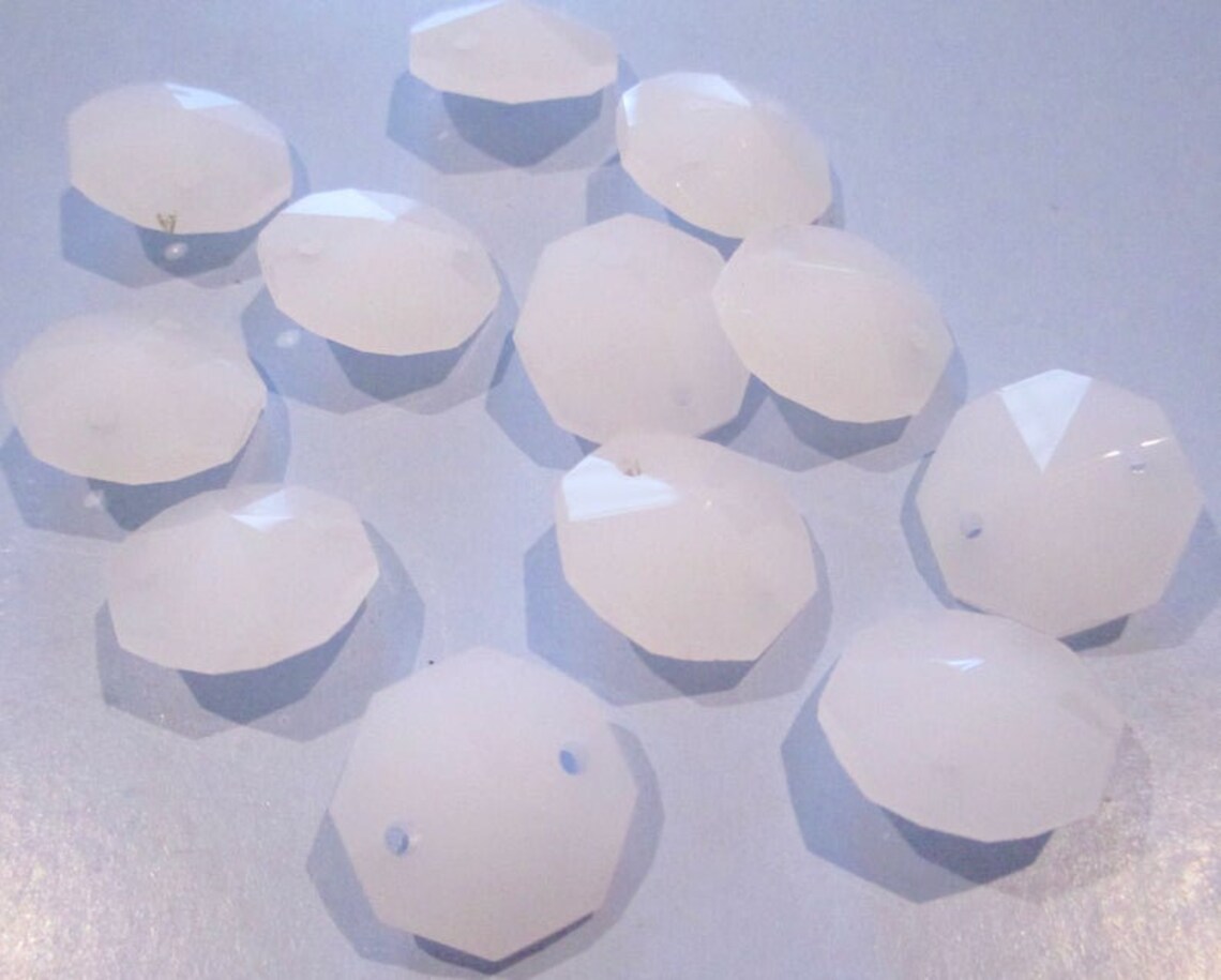 Set of 12 Opaque White 14mm Crystal Chandelier Prism 2 Hole - Etsy