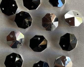 Set of 12 BLACK 14mm Octagon Chandelier Crystal Beads 2 | Etsy